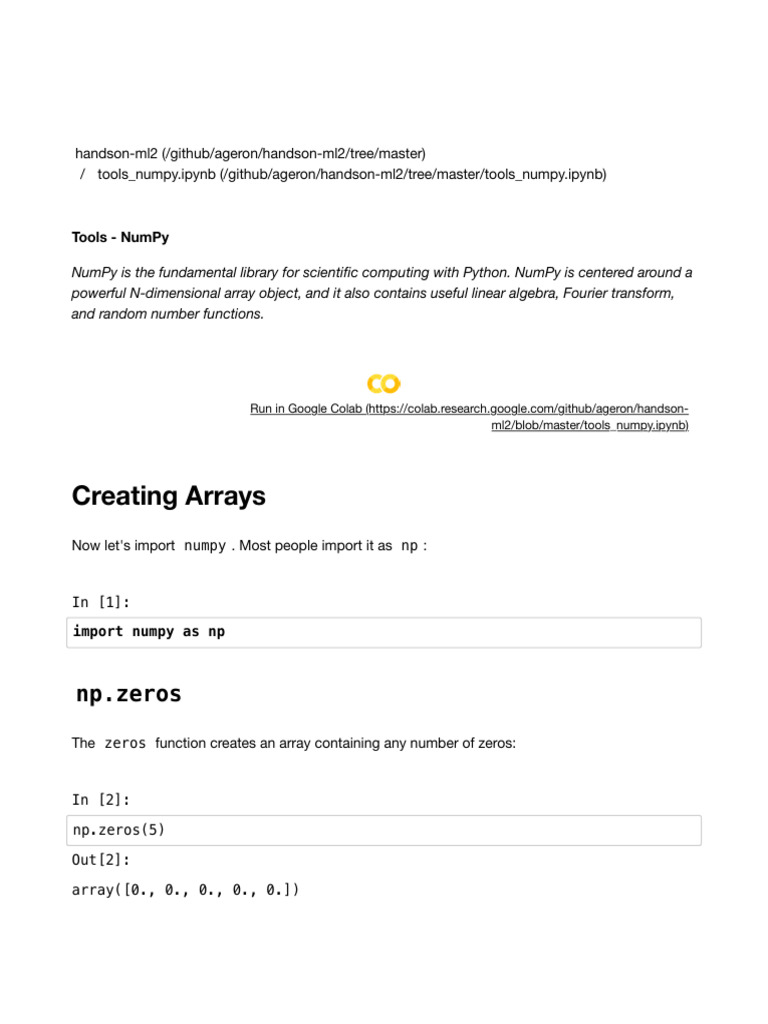 Intro To Numpy With Examples | PDF | Eigenvalues And Eigenvectors | Matrix (Mathematics)