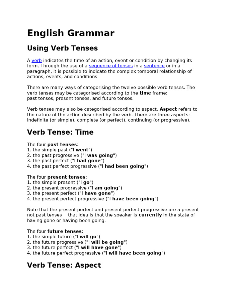 Understanding English Verb Tenses | PDF | Grammatical Tense | Verb