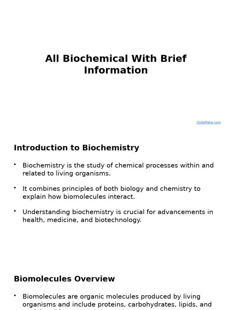 All Biochemical With Brief Information | PDF | Biochemistry | Chemistry