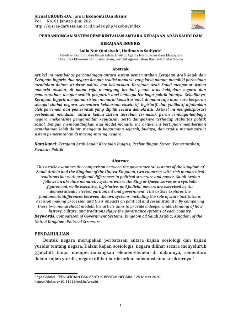 Artikel Perbandingan Monarki Absolut Vs Monarki Konstutisional | PDF