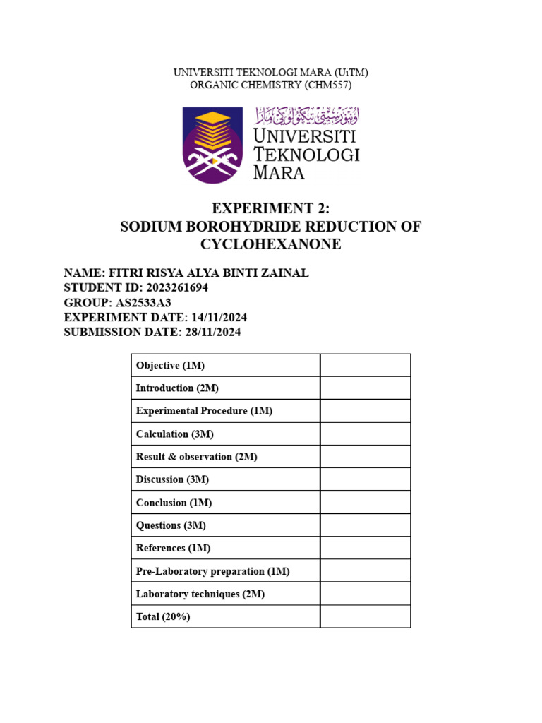 Lab Report Exp 2 Organic Chemistry | PDF | Ketone | Infrared Spectroscopy