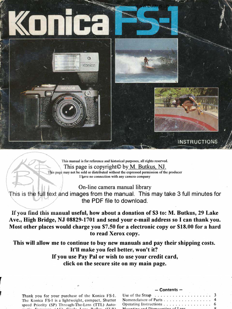 konica_fs-1 manual | PDF | Camera | Exposure (Photography)