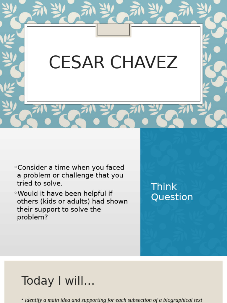 Cesar Chavez Main Idea Activity | PDF