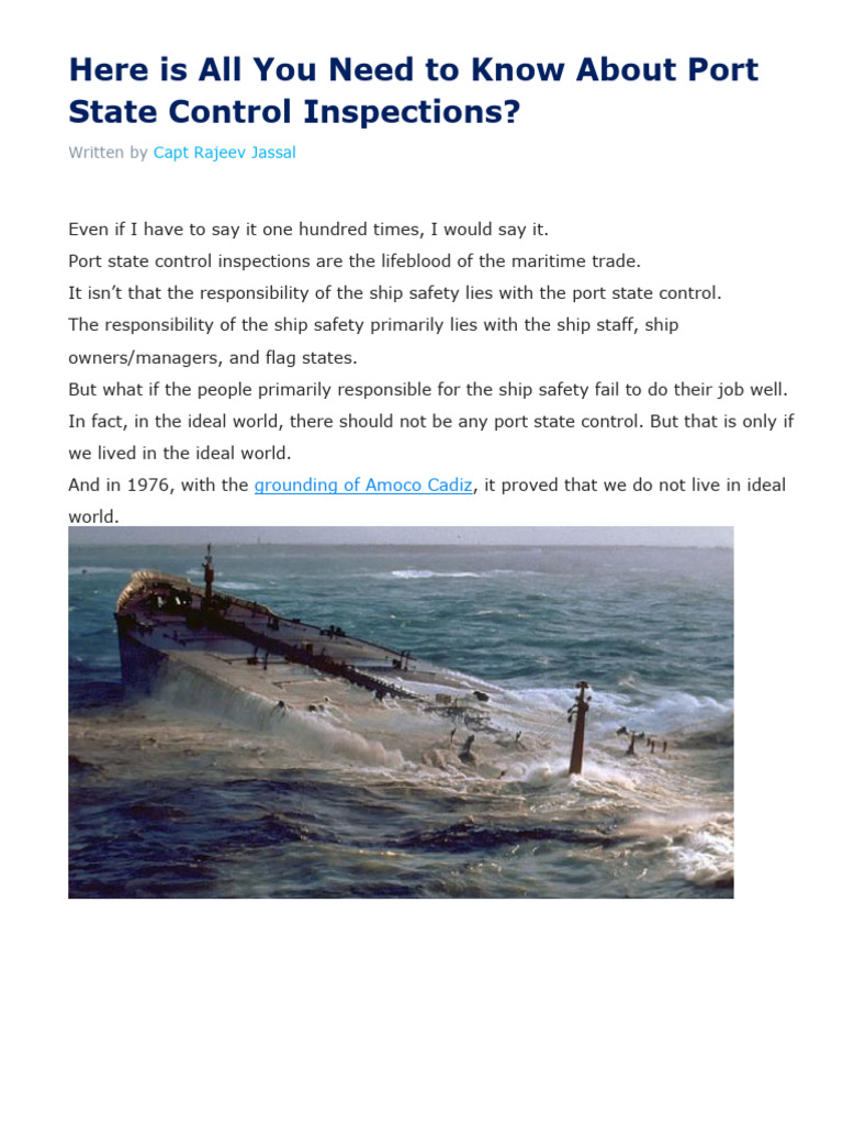 Port State Control | PDF | Memorandum Of Understanding | Water Transport