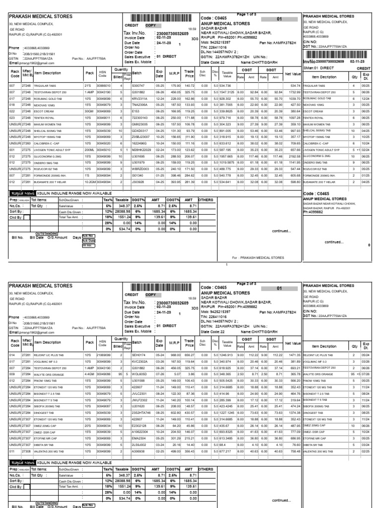 Tax Inv - No.:::::::::: 01 Prakash Medical Stores | PDF | Narendra Modi ...