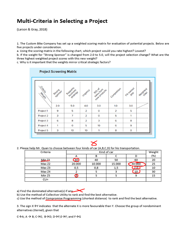 Exercise - Multi-Criteria in Selecting A Project - Done | PDF