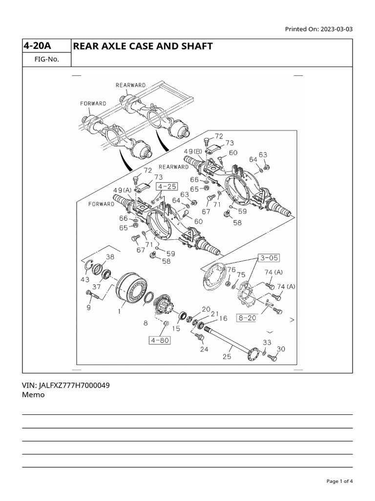Rear Axle Parts List and Diagram | PDF | Axle | Transportation Engineering