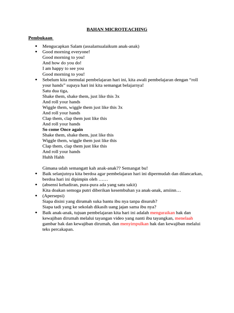 Bahan Microteaching | PDF