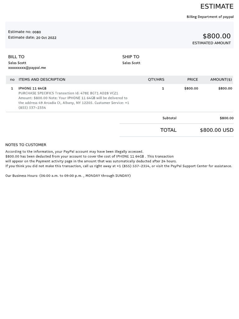 Estimate - 0080 | PDF