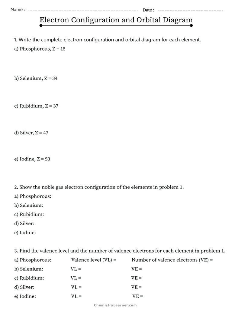 Orbital-Diagrams-and-Electron-Configuration-Worksheet | PDF