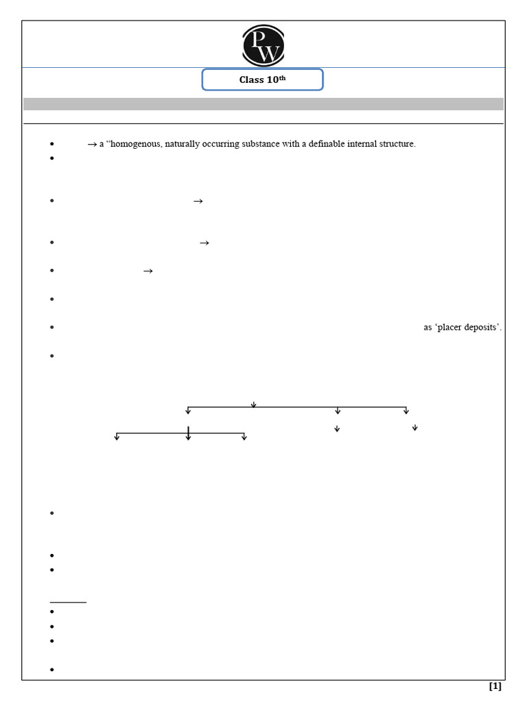 Minerals and Energy Resources: Short Notes (SST) | PDF | Minerals | Coal