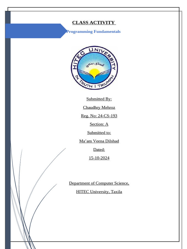 Class Activity 1 | PDF