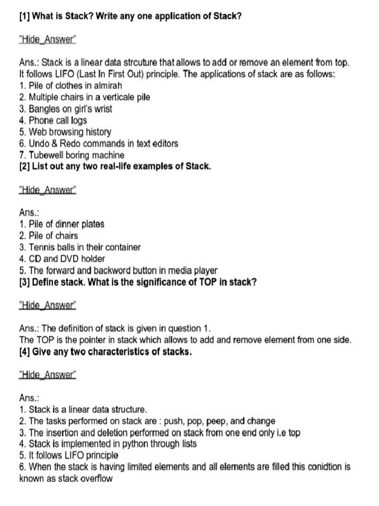 STACK QUESTIONS | PDF
