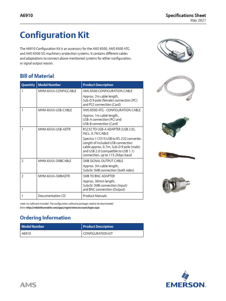 Specifications Sheet A6910 Configuration Kit Ams en Us 170400 | PDF ...