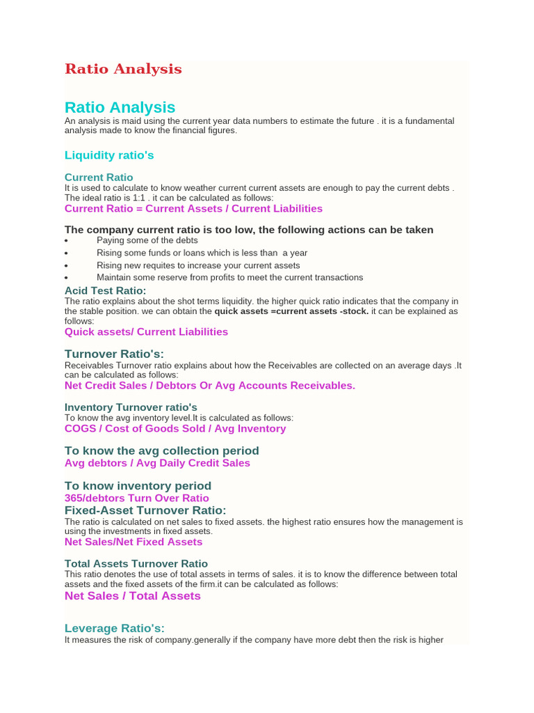 Ratio Analysis | PDF | Debt | Interest