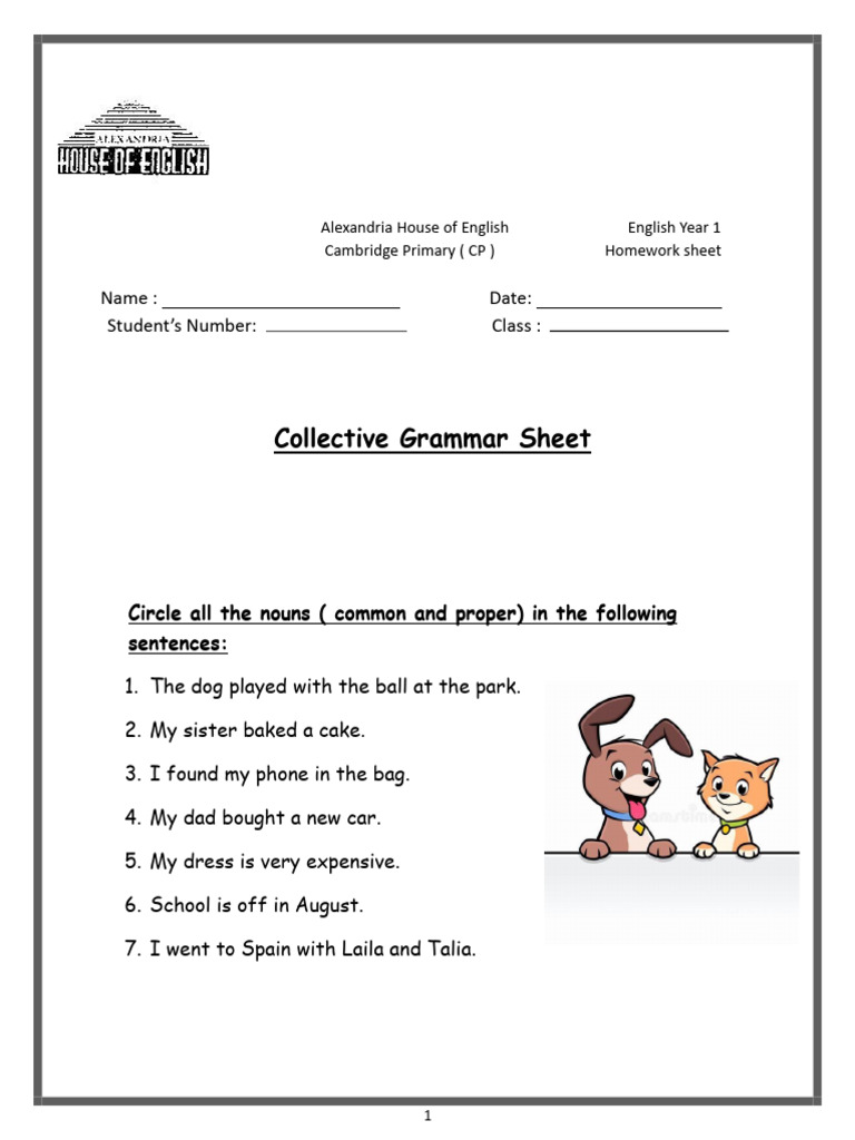 8805AssignmentsCollective Grammar hw sheet | PDF