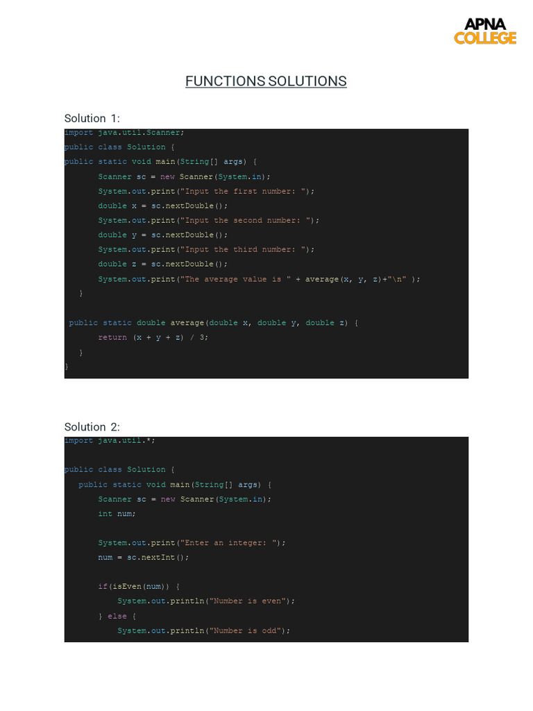 24. Functions Solutions | PDF | Integer (Computer Science) | Boolean ... 24. Functions Solutions | PDF | Integer (Computer Science) | Boolean ...