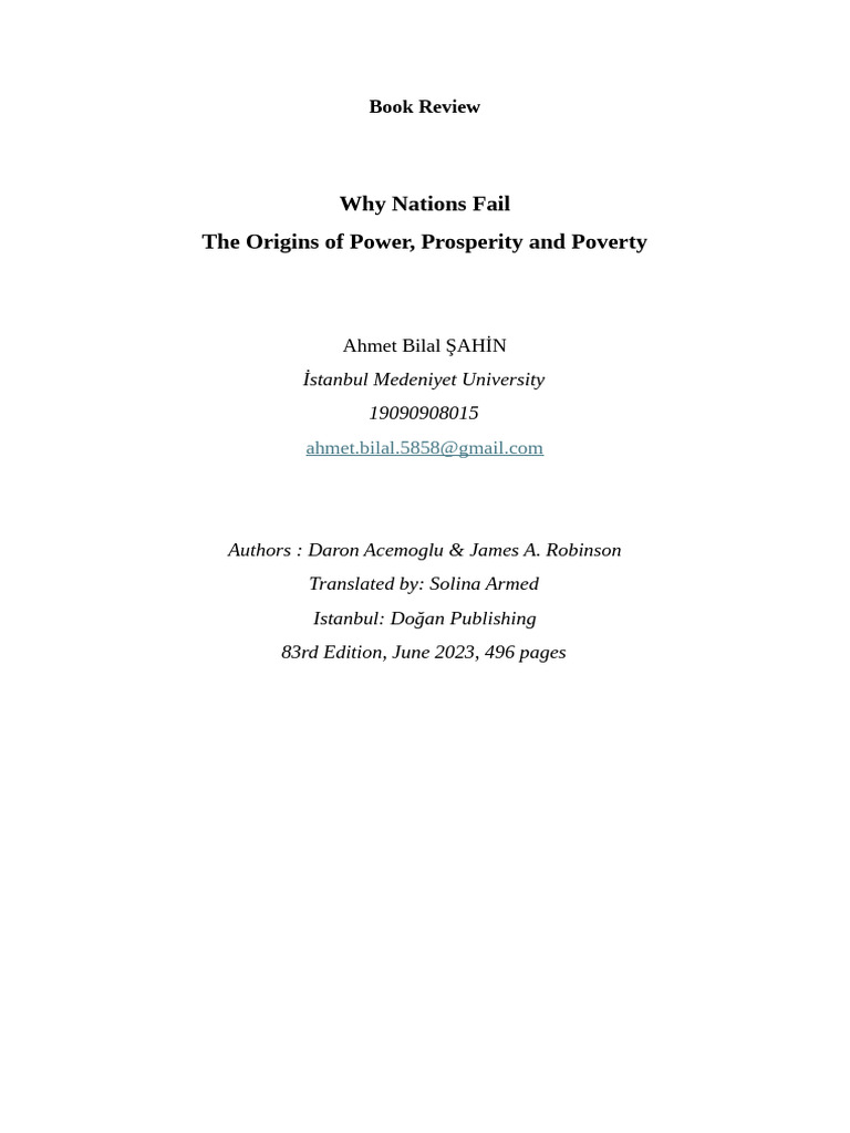 Why Nations Fail - Book Review | PDF | Institution | Economics