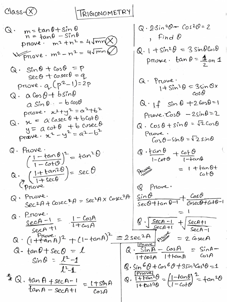 Trigonometry Class 10 | PDF