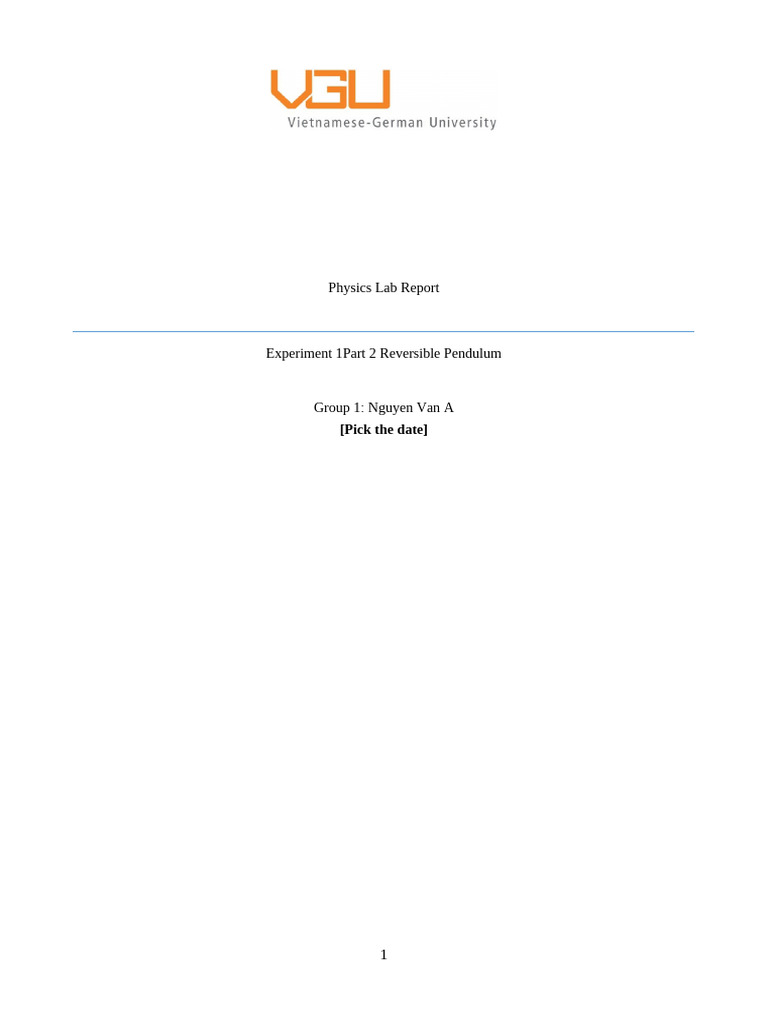 Experiment 1 Part 2 - Reversible Pendulum | PDF