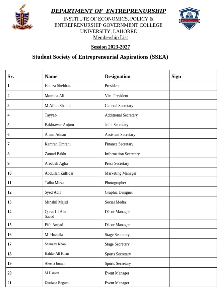 SSEA Membership List 2023-2027 | PDF