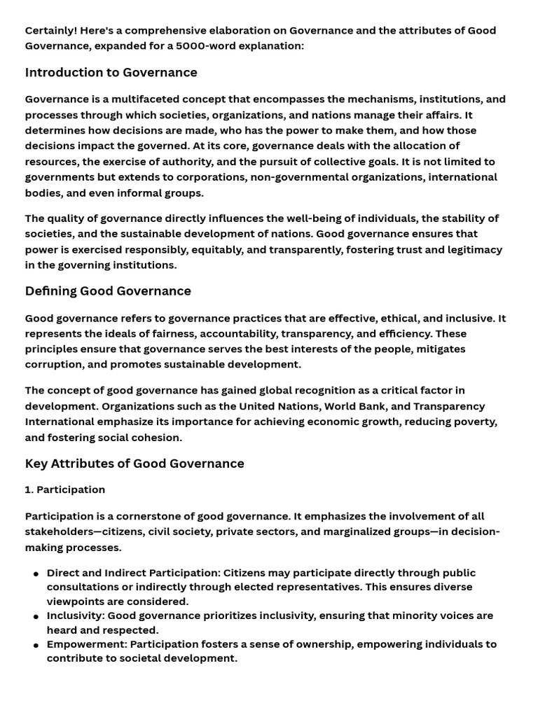 Good governance | PDF | Governance | Good Governance
