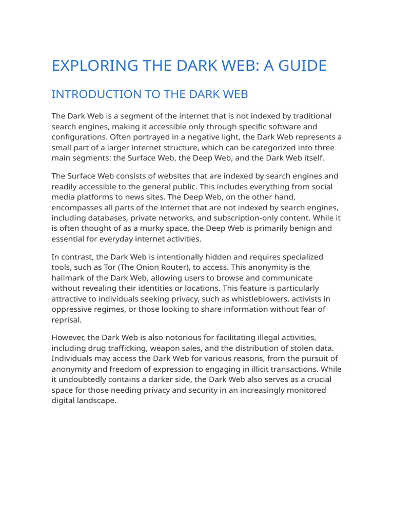Exploring The Dark Web - A Guide | PDF | Cryptocurrency | World Wide Web