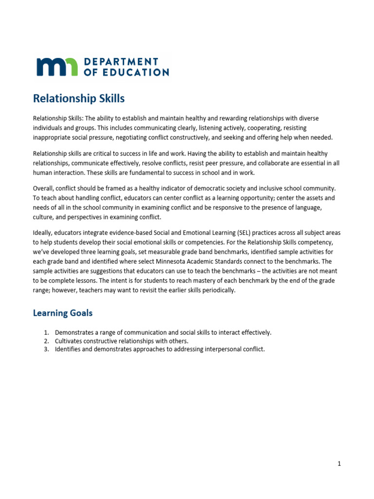 Relationship Skills Competency | PDF | Nonverbal Communication | Learning