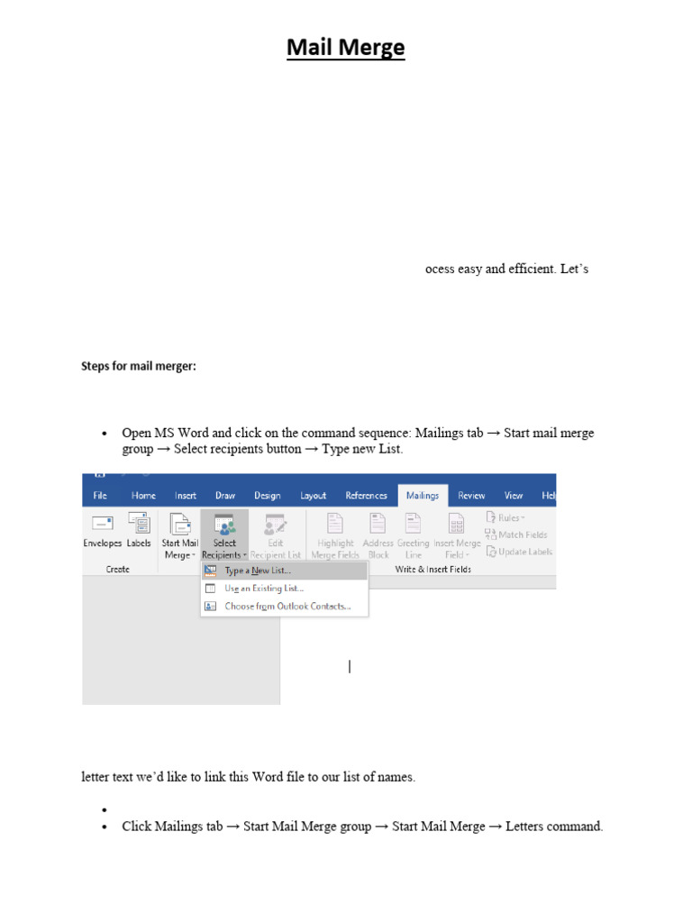 Mail Merge - Word | PDF | Microsoft Word | Computer Science