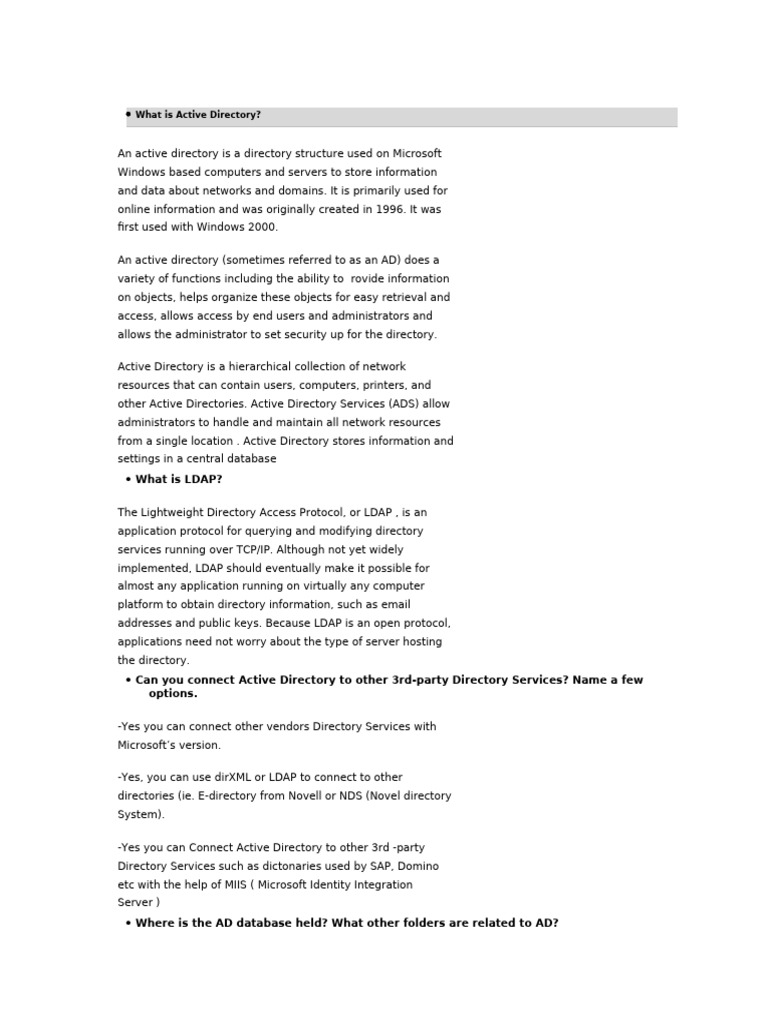 Active Directory and LDAP Overview | PDF | Active Directory | Windows 2000