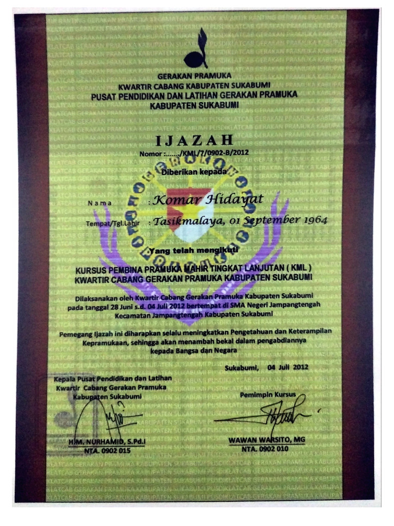 Contoh Ijazah KMD | PDF