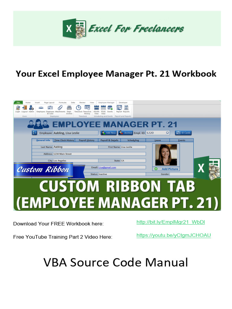 Excel Employee Manager VBA Guide | PDF | Payroll | Application Software