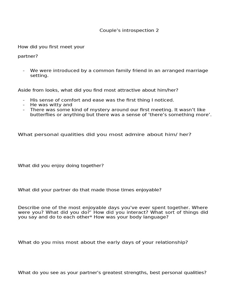 Couples Introspection | PDF | Feeling | Emotions