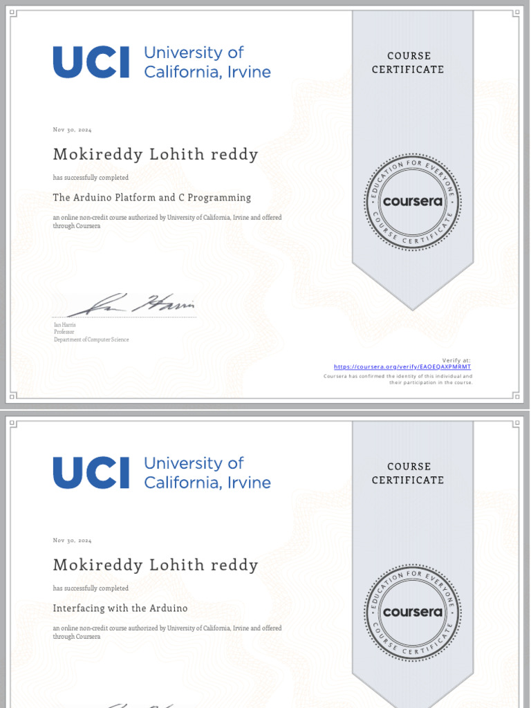 Arduino Programming Course Completion | PDF