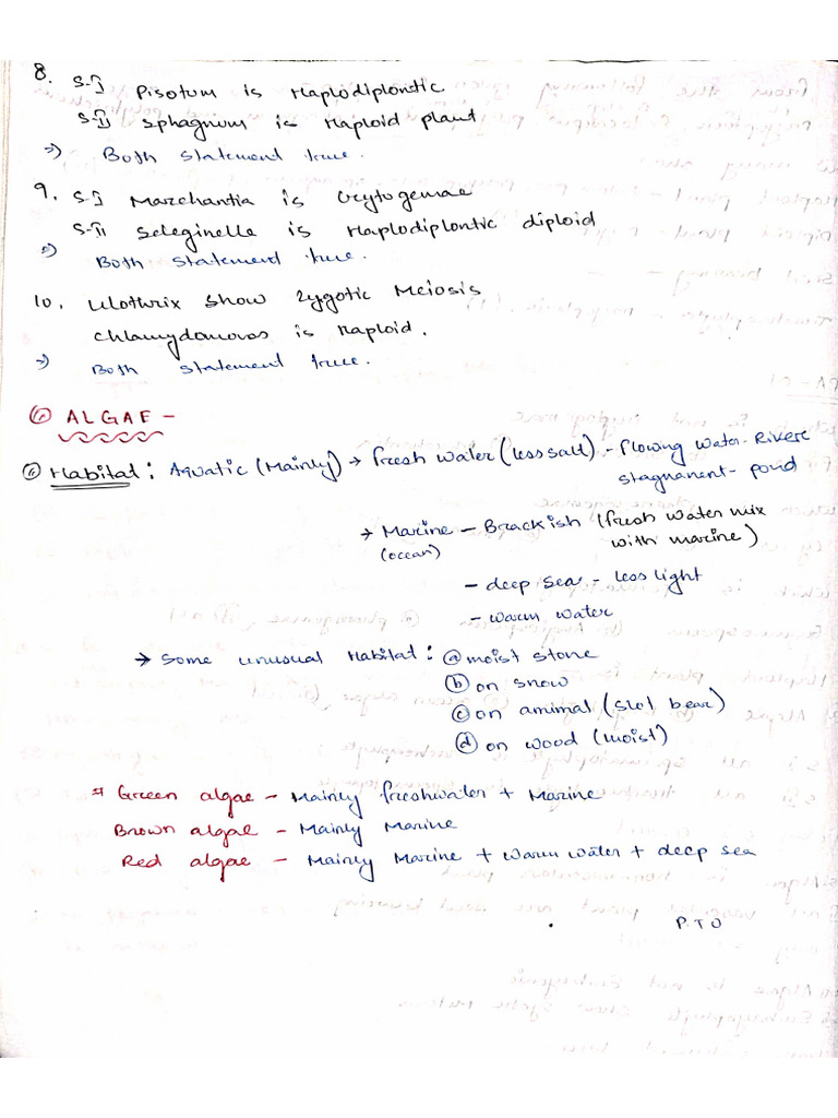 Algae Notes For Neet | PDF