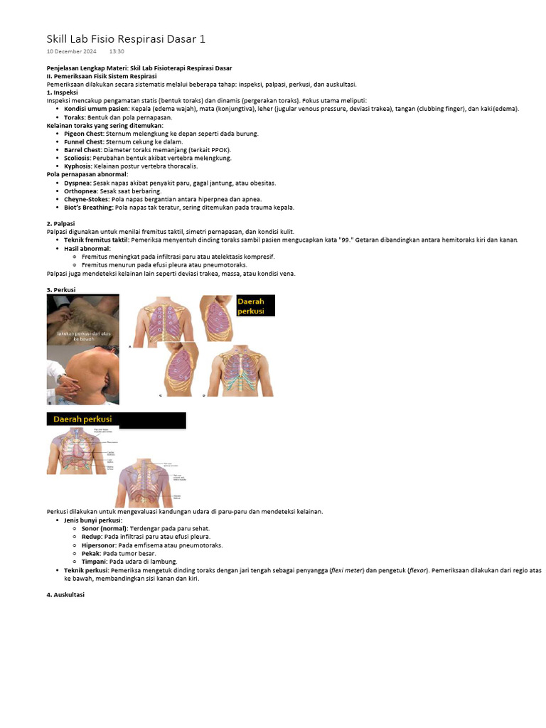 Skill Lab Fisio Respirasi Dasar 1 | PDF