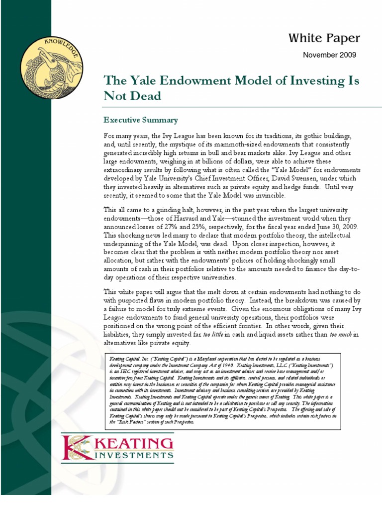 Yale Endowment Model: A Critical Review | PDF | Diversification ...