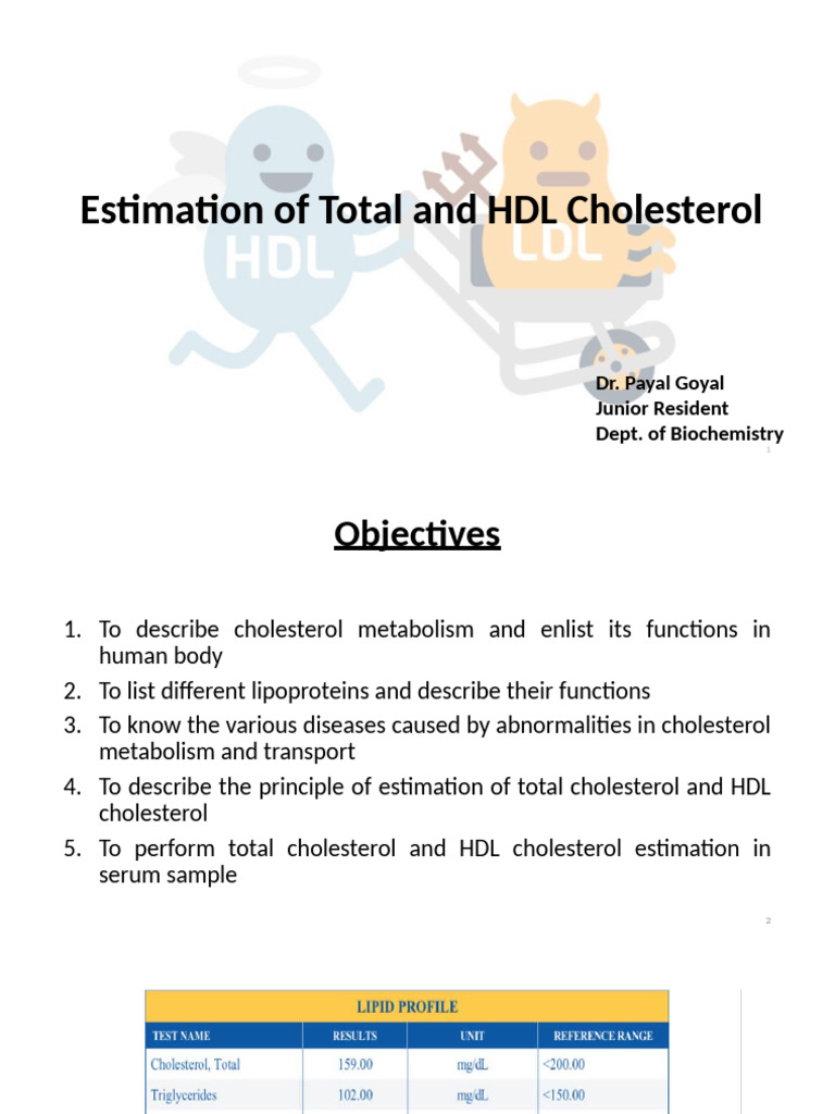 Estimation of Total and HDL CholeSterol-PAYAL 5 | PDF | Cholesterol ...