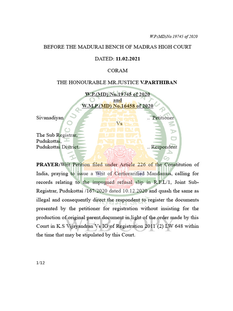 SRO Shall Not Ask Original PR Docs For Registration | PDF | Judgment ...