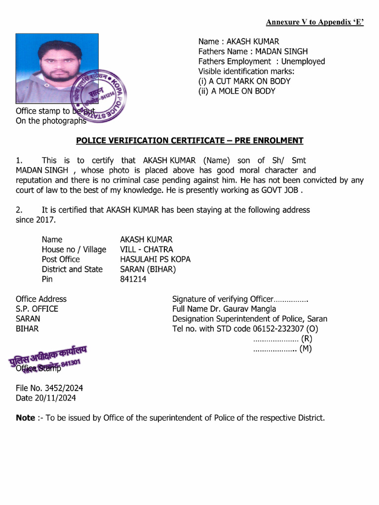 9 - Police Verification.1AFjgsdgs | PDF