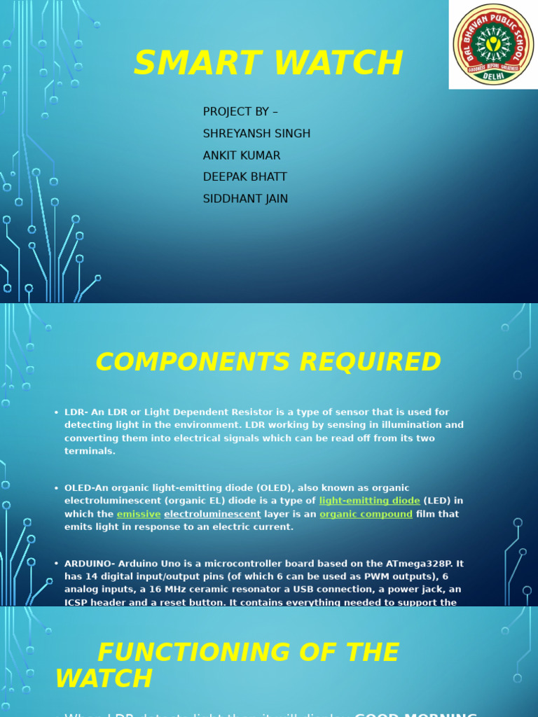 Smart Watch: Project by - Shreyansh Singh Ankit Kumar Deepak Bhatt Siddhant Jain | PDF
