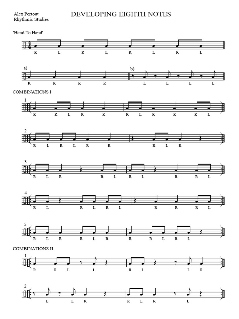 Rhythmic Studies - Eighth Note Development | PDF