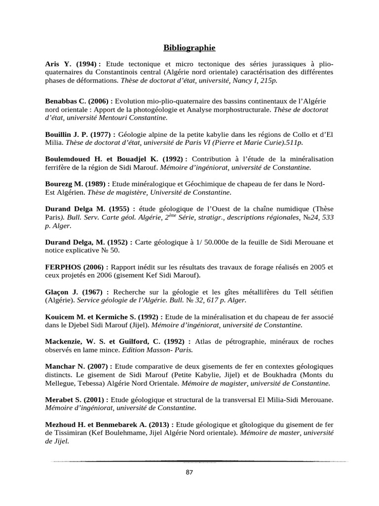 Bibliographie | PDF | Algérie | Géologie