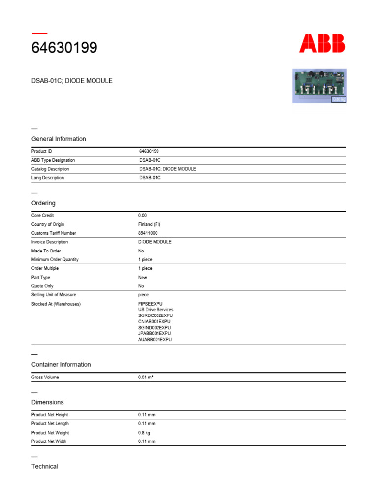 DSAB-01C Diode Module Overview | PDF