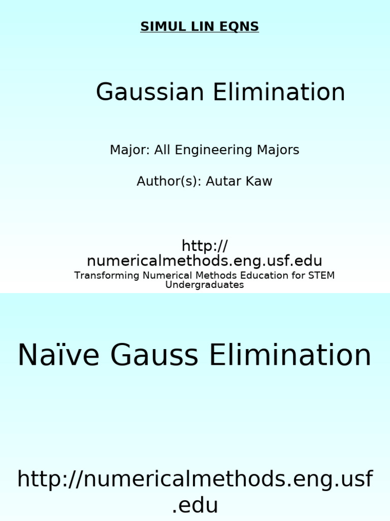 Lecture on Gaussian Elimination | PDF | Determinant | Matrix Theory