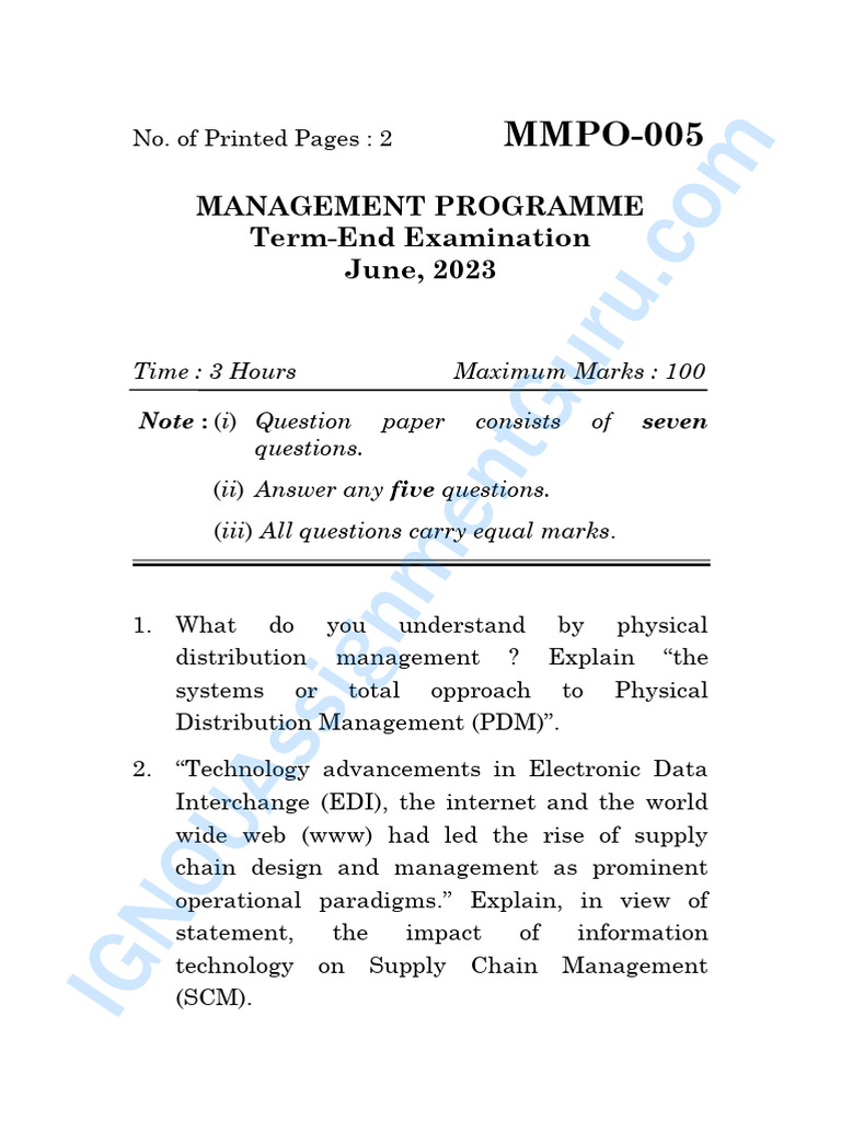 27._June_2023 MMPO-005 IGNOUAssignmentGuru.com | PDF | Supply Chain | Supply Chain Management