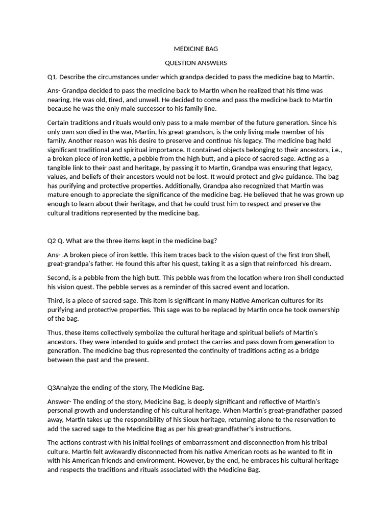 MEDICINE BAG QUESTIONS | PDF | Traditions | Native Americans In The ...