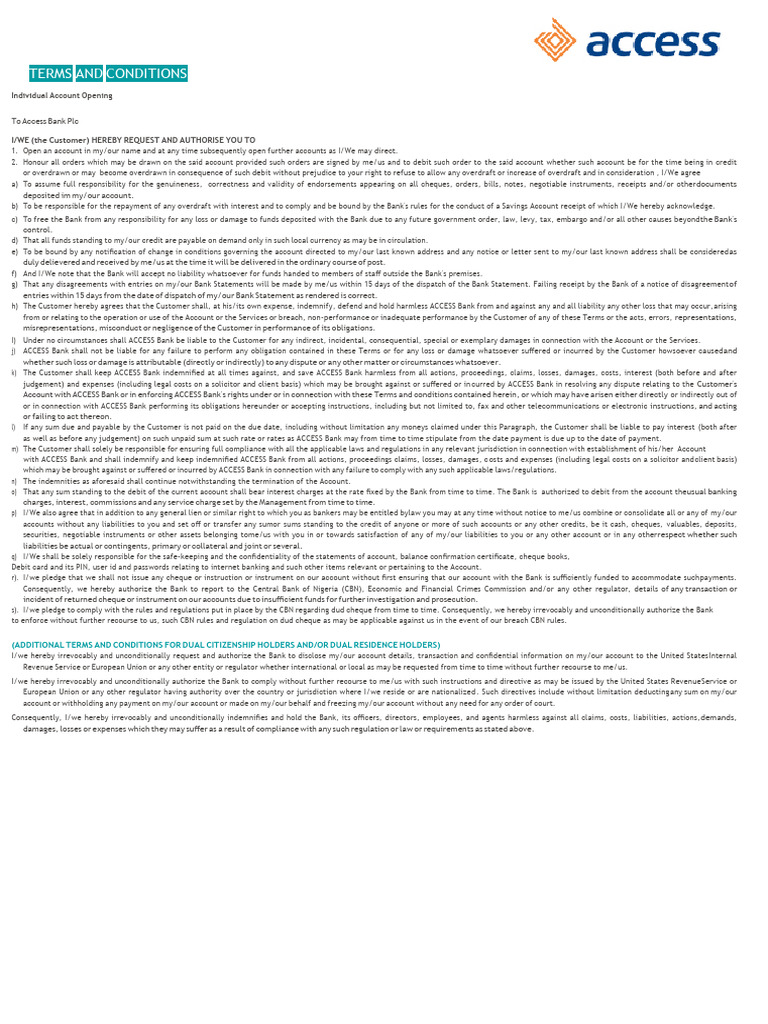 termsAndConditions (1) | PDF | Banks | Overdraft