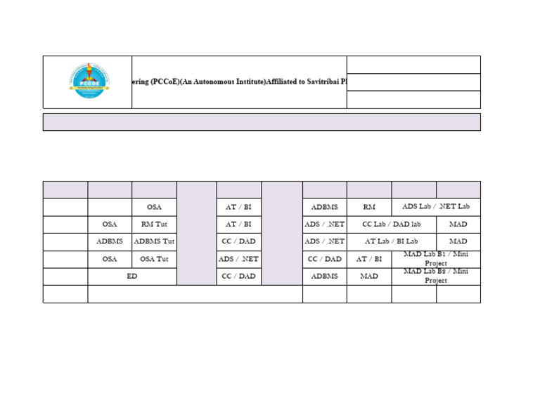 SYMCA Time Table 2024-2025 Sem I | PDF