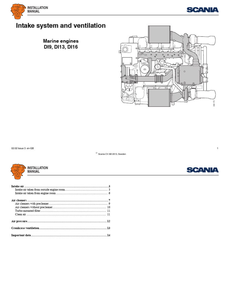 Scania Marine Engine Intake System Guide | PDF | Engines | Ventilation ...